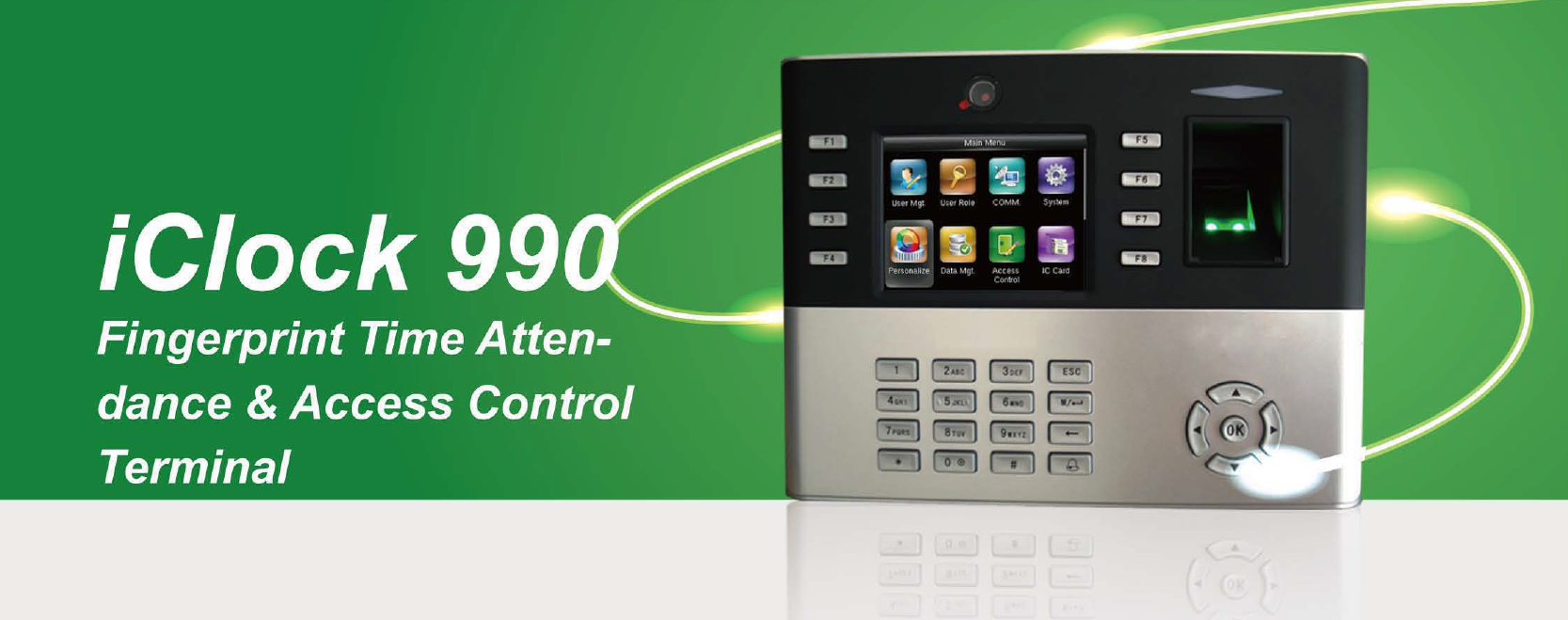 ZKTeco iClock 990 Fingerprint Time Attendance & Access Control Terminal with Adapter